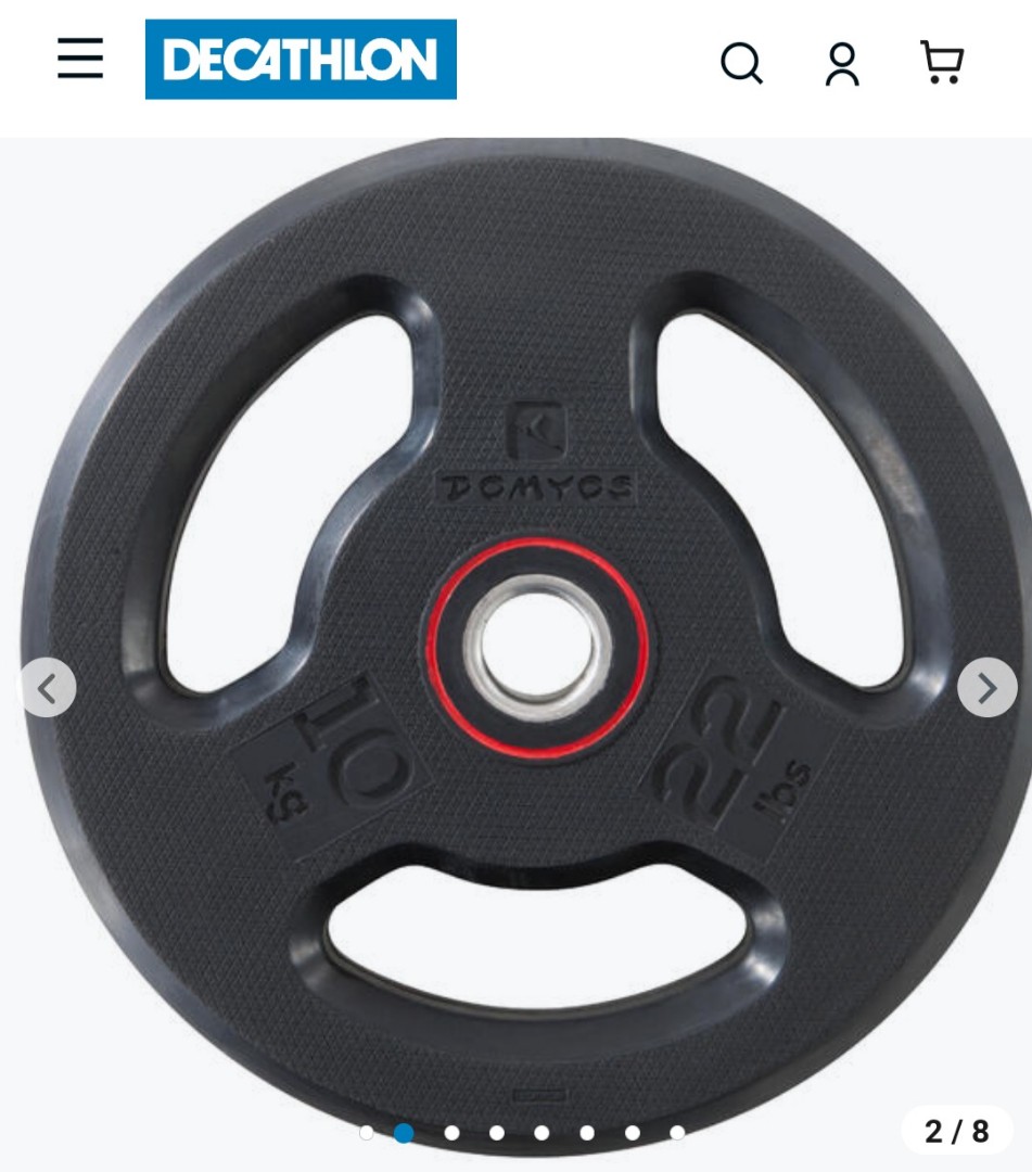 Domyos Rubber Weight Disc with Handles 28 mm - 10 kg, Sports Equipment ...