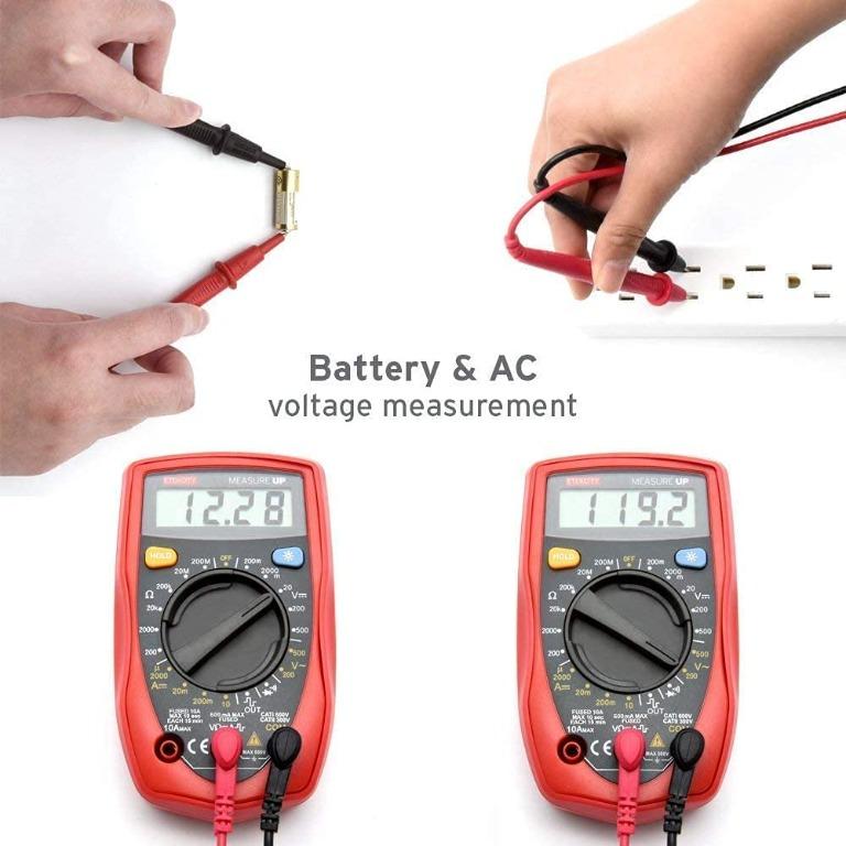 Etekcity Digital Multimeter, Voltage Tester Volt Ohm Amp Meter with ...