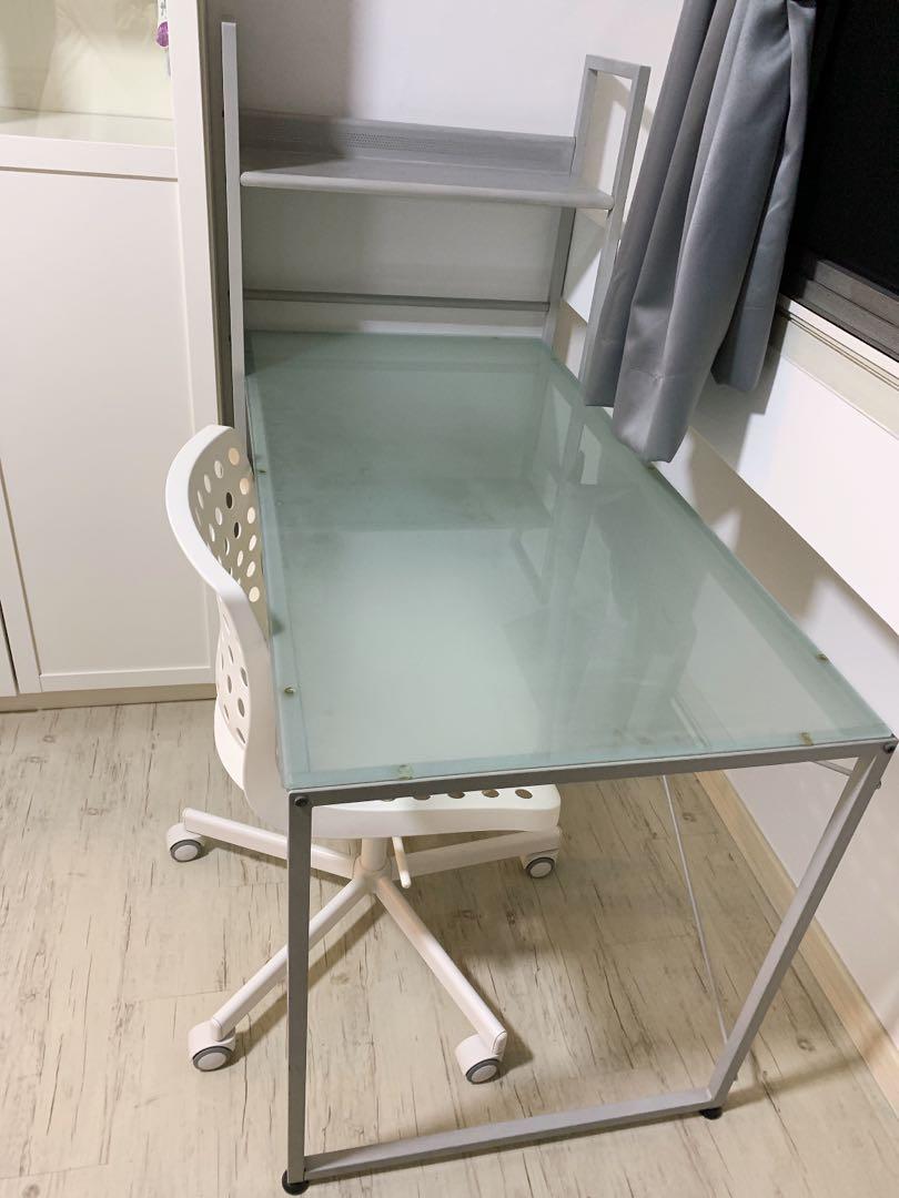 Glass Study Table, Furniture & Home Living, Furniture, Tables & Sets on ...