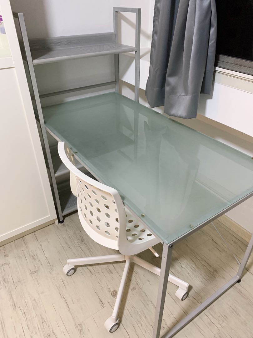 Glass Study Table, Furniture & Home Living, Furniture, Tables & Sets on ...