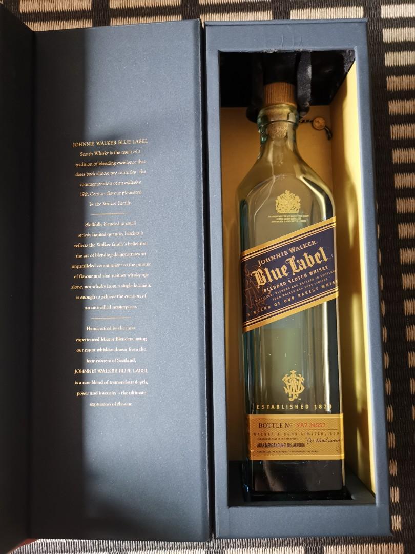 Johnnie Walker Blue Label (box + bottle), Food & Drinks, Alcoholic ...