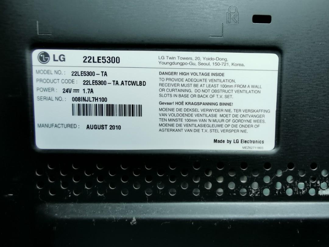LG 22 inch TV 22LE5300, TV & Home Appliances, TV & Entertainment, TV on ...