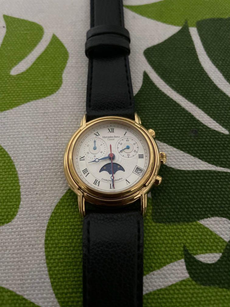 Mercedes Benz Classic Retro Design Moon Phase Chronograph Watch, Luxury ...