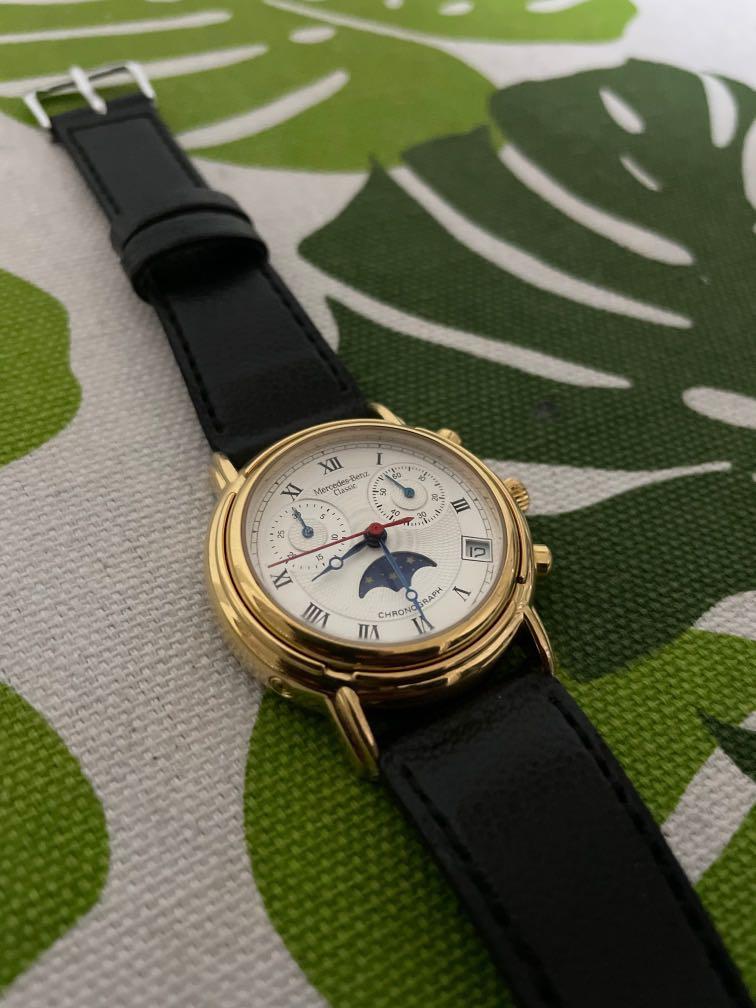 Mercedes Benz Classic Retro Design Moon Phase Chronograph Watch, Luxury ...