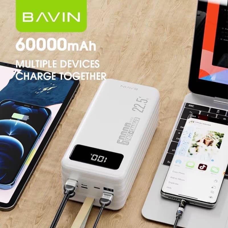 🌟Original BAVIN Powerbank 60000Mah 🌟FAST CHARGING 22.5W 🌟Built-in 4in1 ...