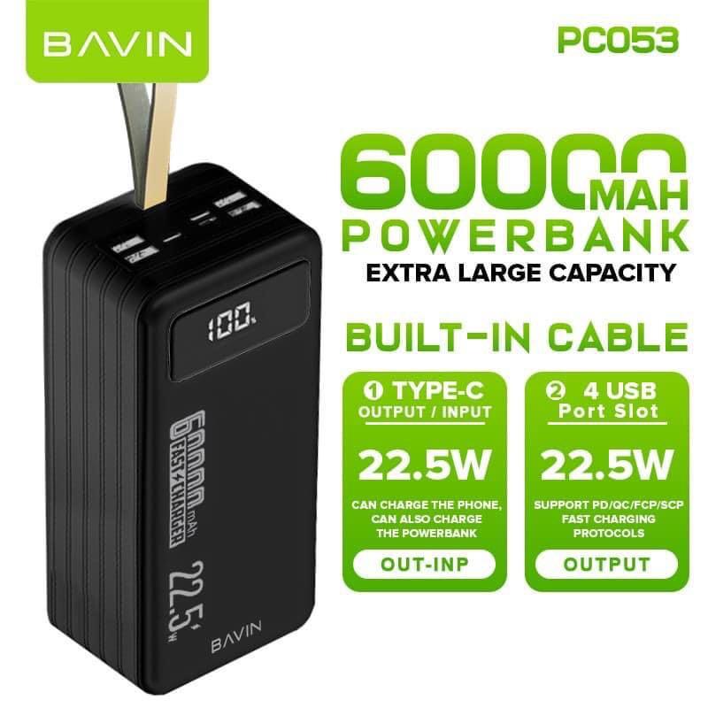 🌟Original BAVIN Powerbank 60000Mah 🌟FAST CHARGING 22.5W 🌟Built-in 4in1 ...
