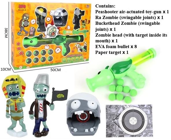 [READY STOCK] Plants vs. Zombies Peashooter Air-actuated toy-gun & FREE ...