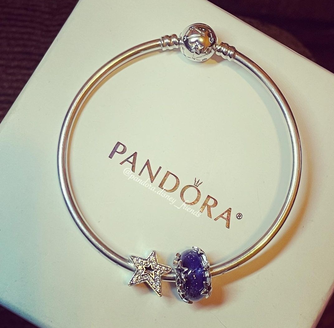 ‼️SALE‼️AUTHENTIC PANDORA BANGLE with STAR GALAXY BLUE CHARM AND ...