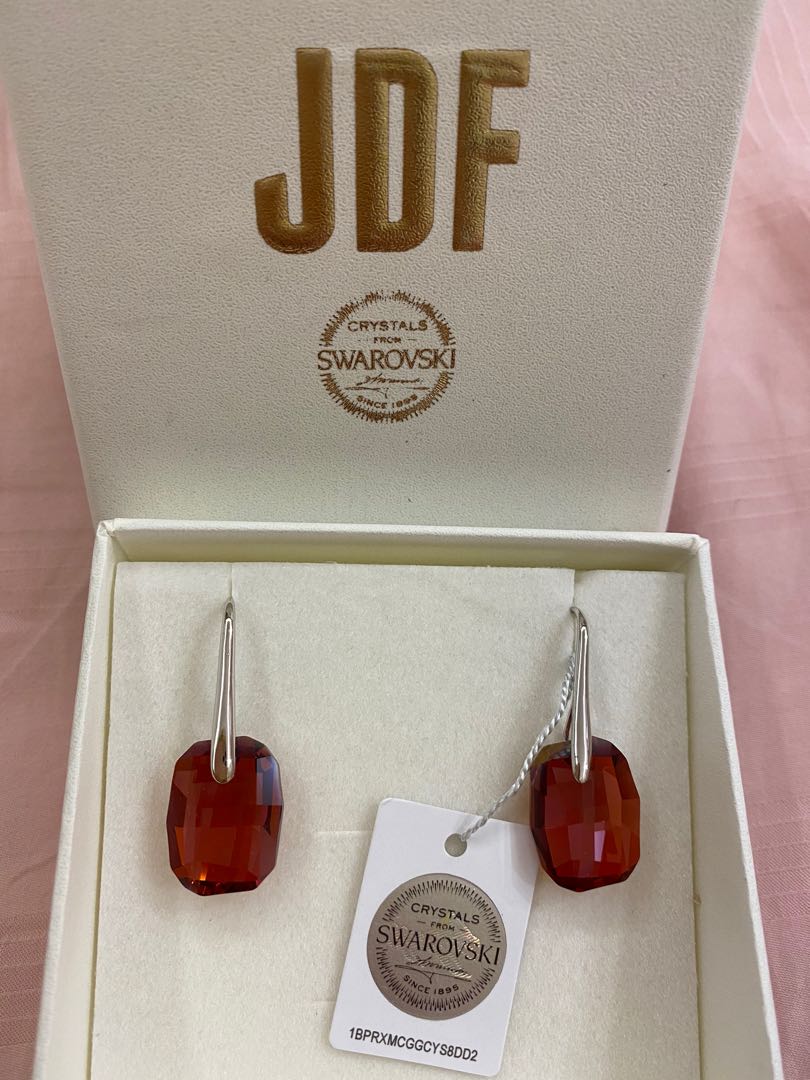 Swarovski ruby hook on earring, Women's Fashion, Jewelry & Organisers ...