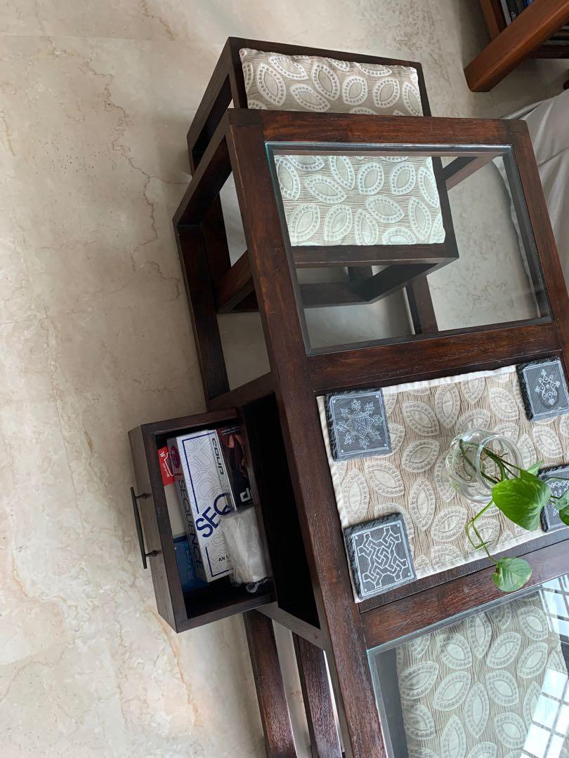 Table with pull out stools, Furniture & Home Living, Furniture, Tables ...