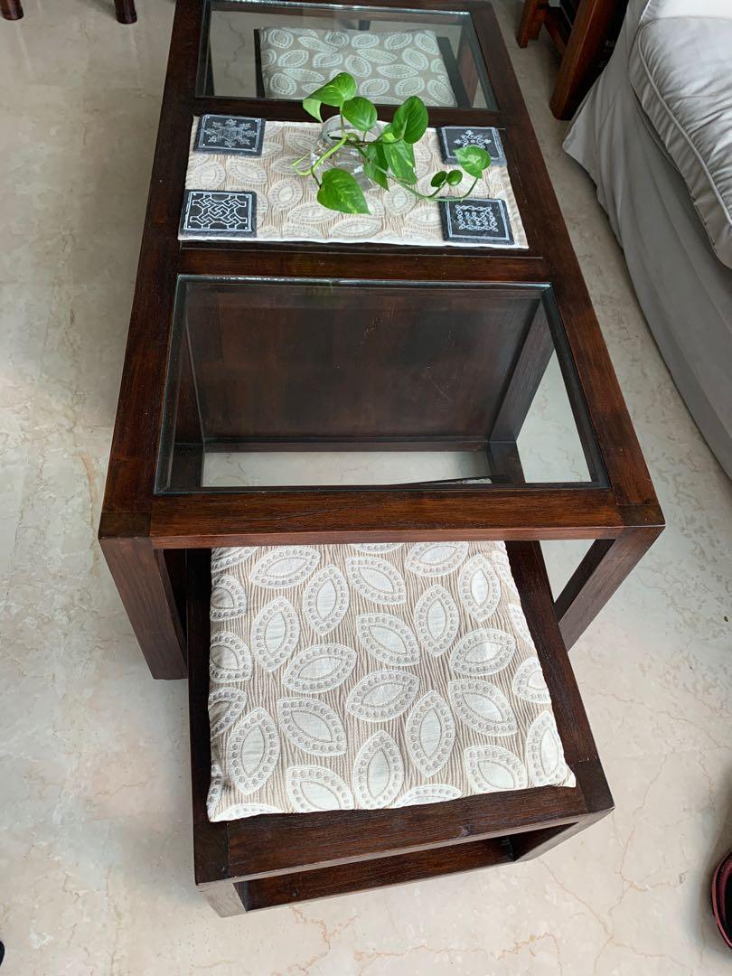 Table with pull out stools, Furniture & Home Living, Furniture, Tables ...