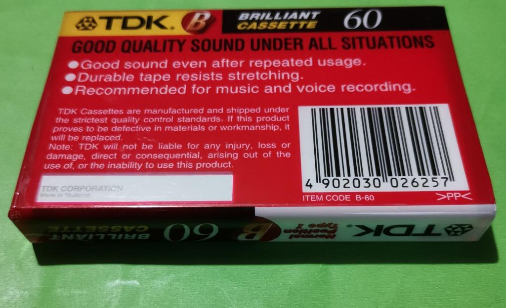 TDK B60 TYPE 1 BLANK CASSETTE TAPE, Audio, Portable Audio Accessories ...