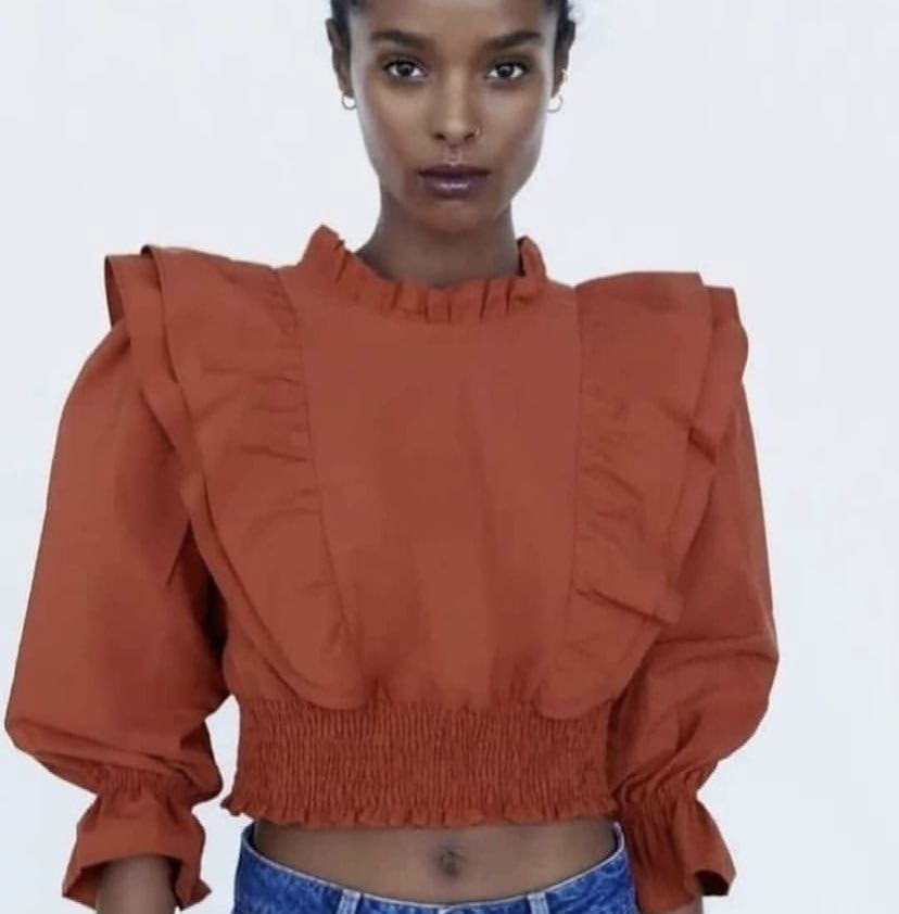 Zara rust top, Women's Fashion, Tops, Blouses on Carousell