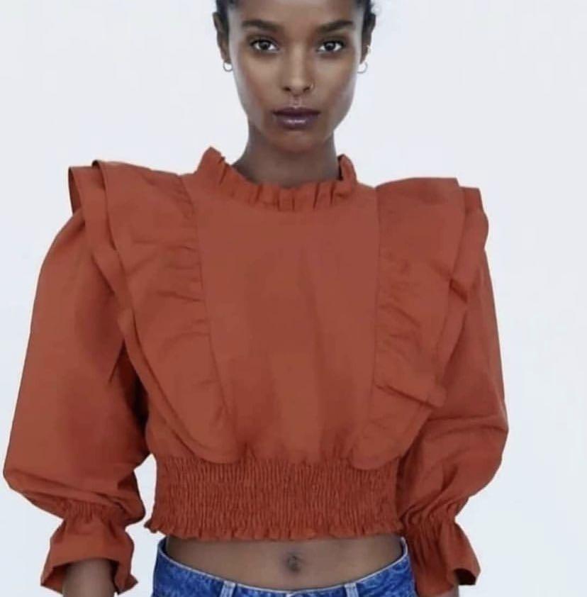 Zara rust top, Women's Fashion, Tops, Blouses on Carousell