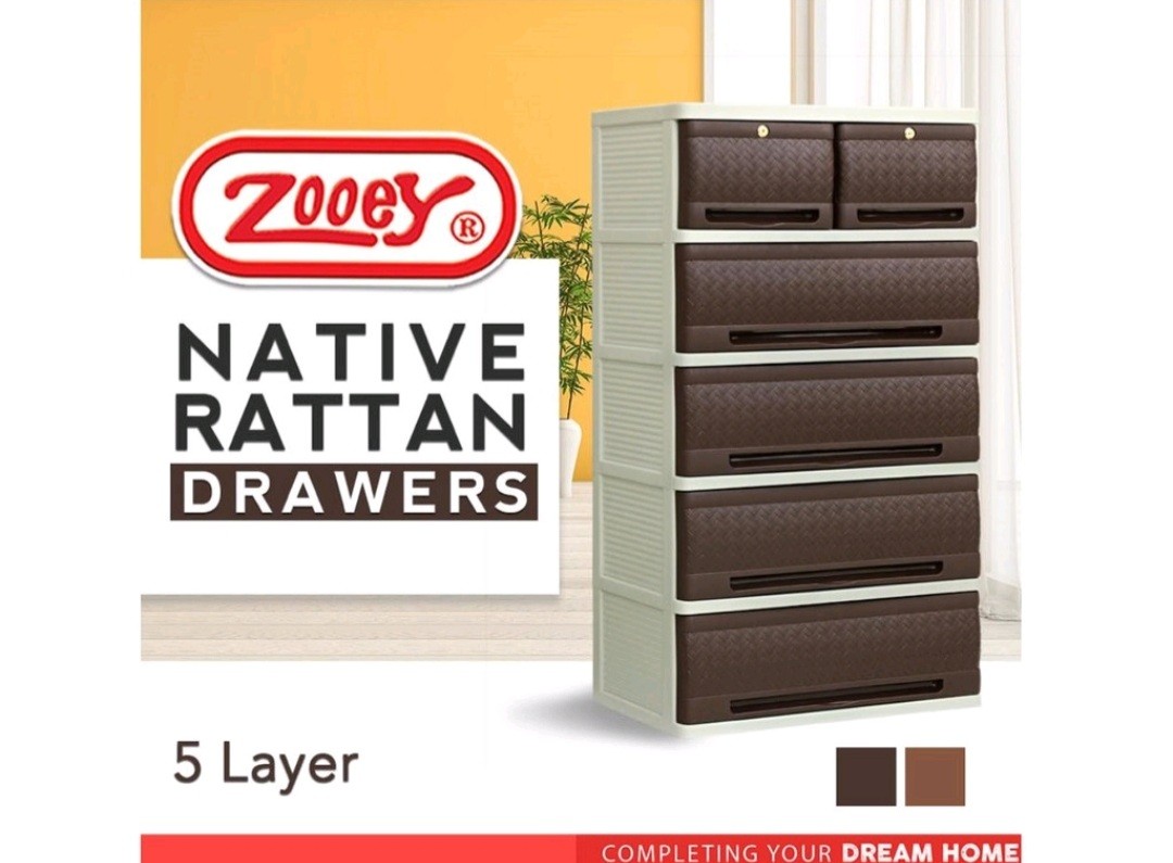 Zooey Native Rattan Drawer 5 & 6 Layers, Furniture & Home Living ...