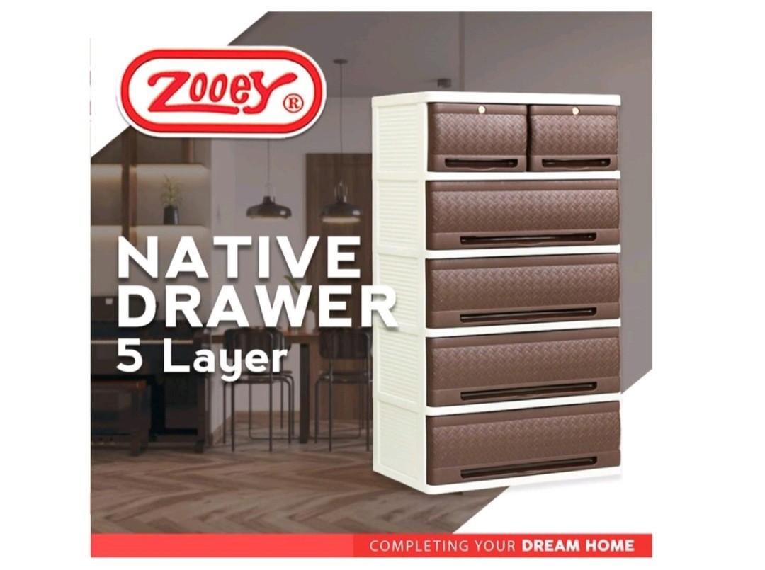Zooey Native Rattan Drawer 5 & 6 Layers, Furniture & Home Living ...