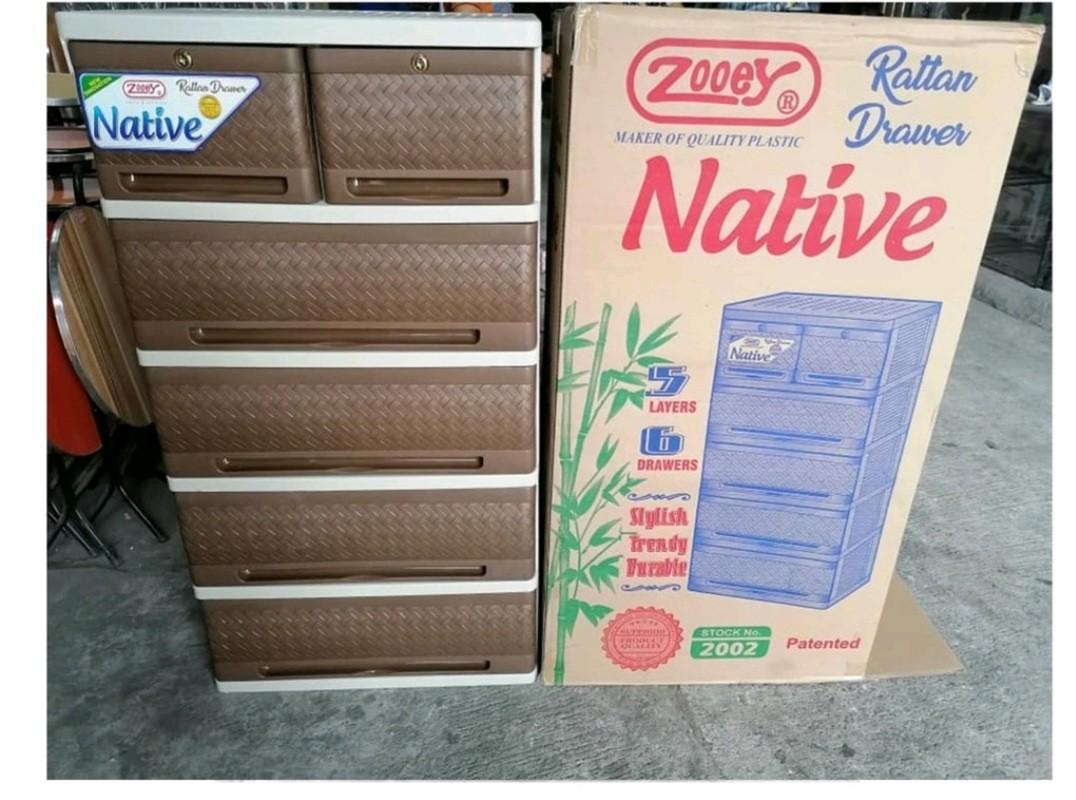 Zooey Native Rattan Drawer 5 & 6 Layers, Furniture & Home Living ...