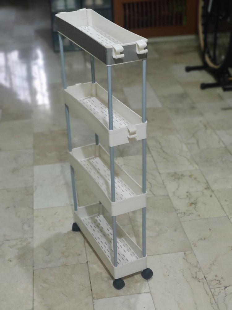 4-Tier Kitchen Storage Rack Fridge Side Shelf Removable With Wheels ...