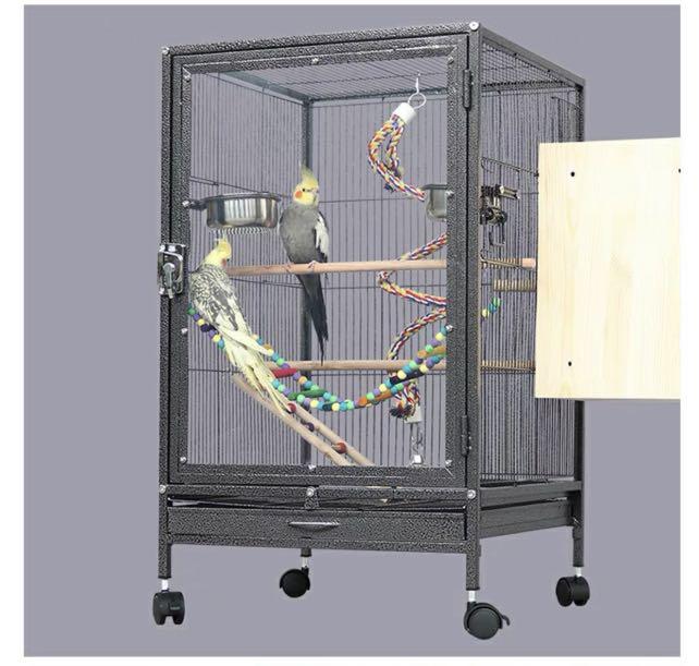 Acrylic front bird cage with accessories W46cm x L46cm x H77cm, Pet ...