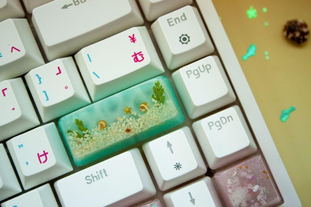 Artisan resin keycaps | summer wave beach bubble sea aquamarine ...