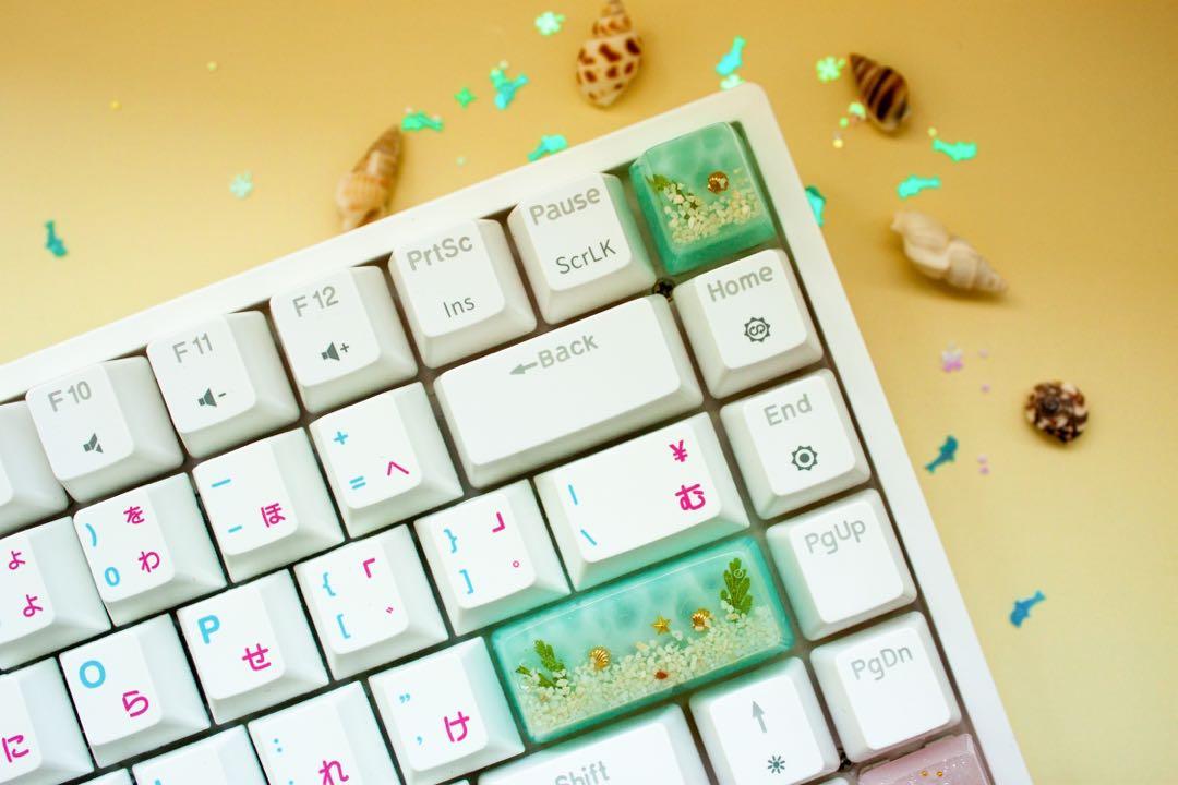 Artisan resin keycaps | summer wave beach bubble sea aquamarine ...