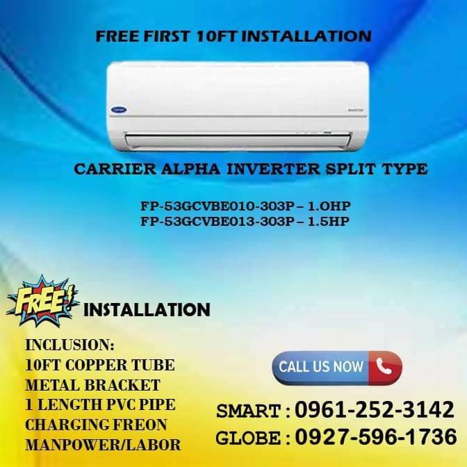 Carrier Alpha Inverter Split Type With Free Installation, TV & Home ...
