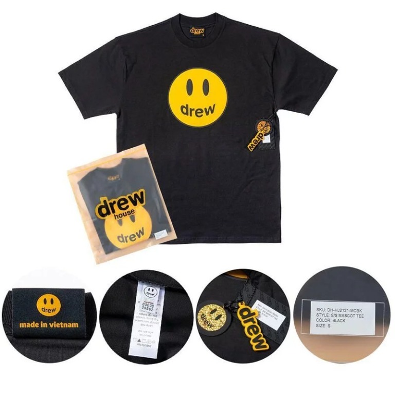 DREW BLACK BASED SMILEY TEE, Men's Fashion, Tops & Sets, Tshirts & Polo ...