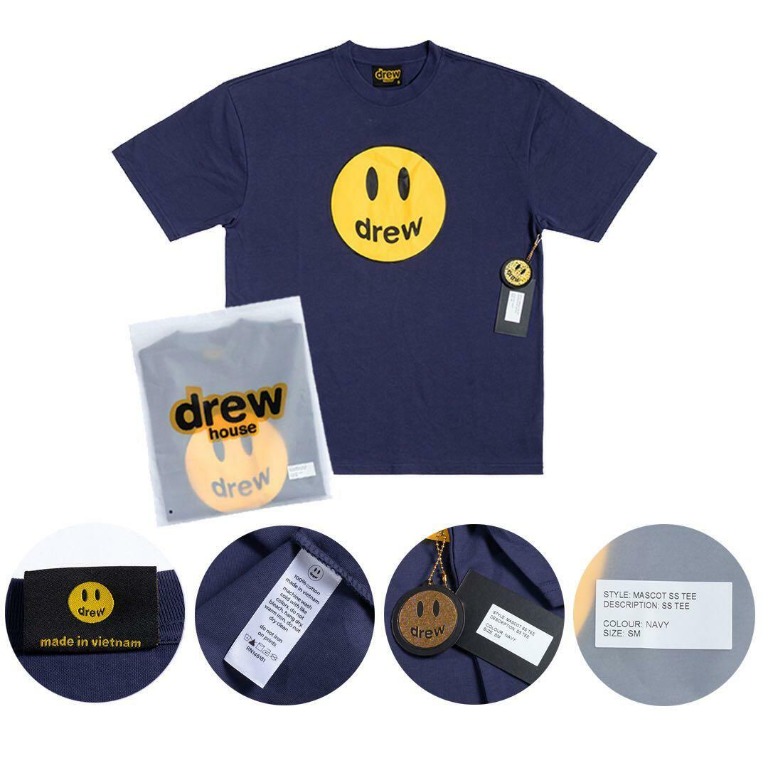 DREW NAVY BLUE BASED SMILEY TEE, Men's Fashion, Tops & Sets, Tshirts ...