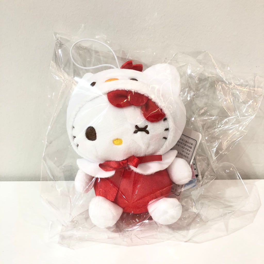 13cm Rooster Chicken costume Zodiac Hello Kitty Plush Toy wink kawaii ...