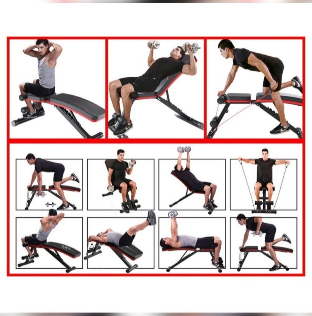 Gym bench + 30kg dumbbell set, Sports Equipment, Exercise & Fitness ...