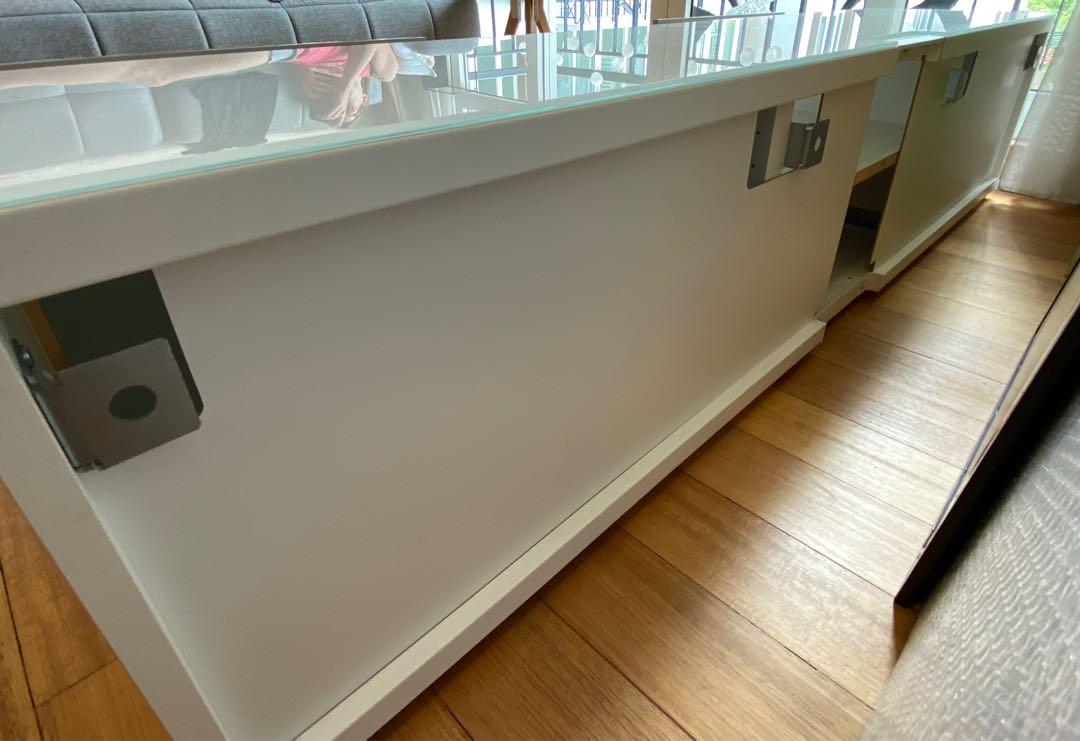 IKEA Besta TV Lowboard Sideboard with Glas Top, Furniture & Home Living ...
