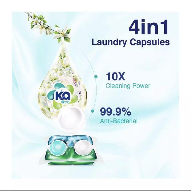 New Look! KA 4-in-1 (46 pods) Antibacterial Laundry Capsules Detergent, Furniture & Home Living ...