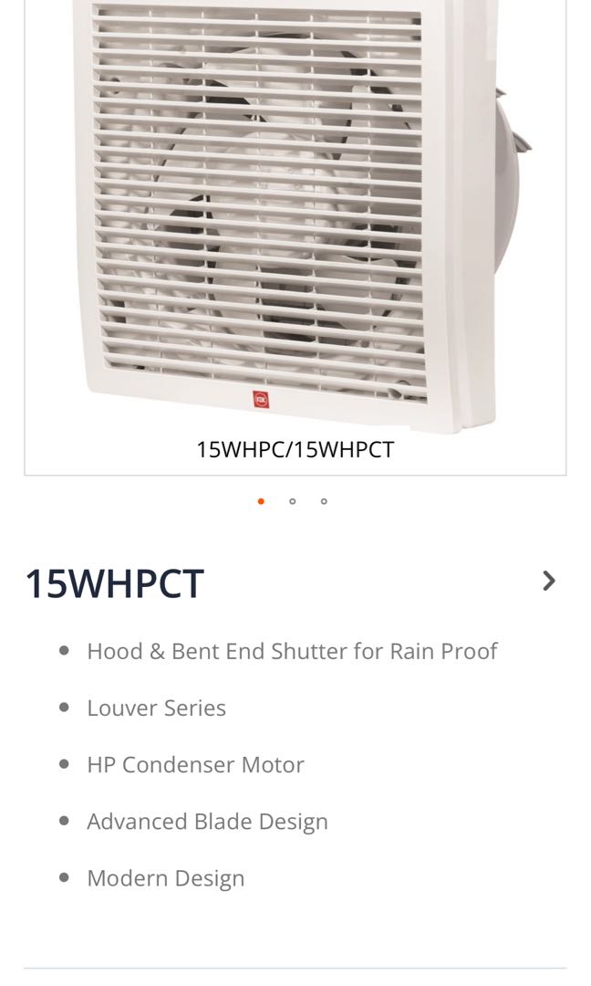 KDK 15WHPCT Ventilation Fan, Furniture & Home Living, Lighting & Fans ...