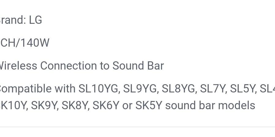 LG SPK8-S 2.0 Channel Sound Bar Wireless Rear Speaker Kit, Audio ...