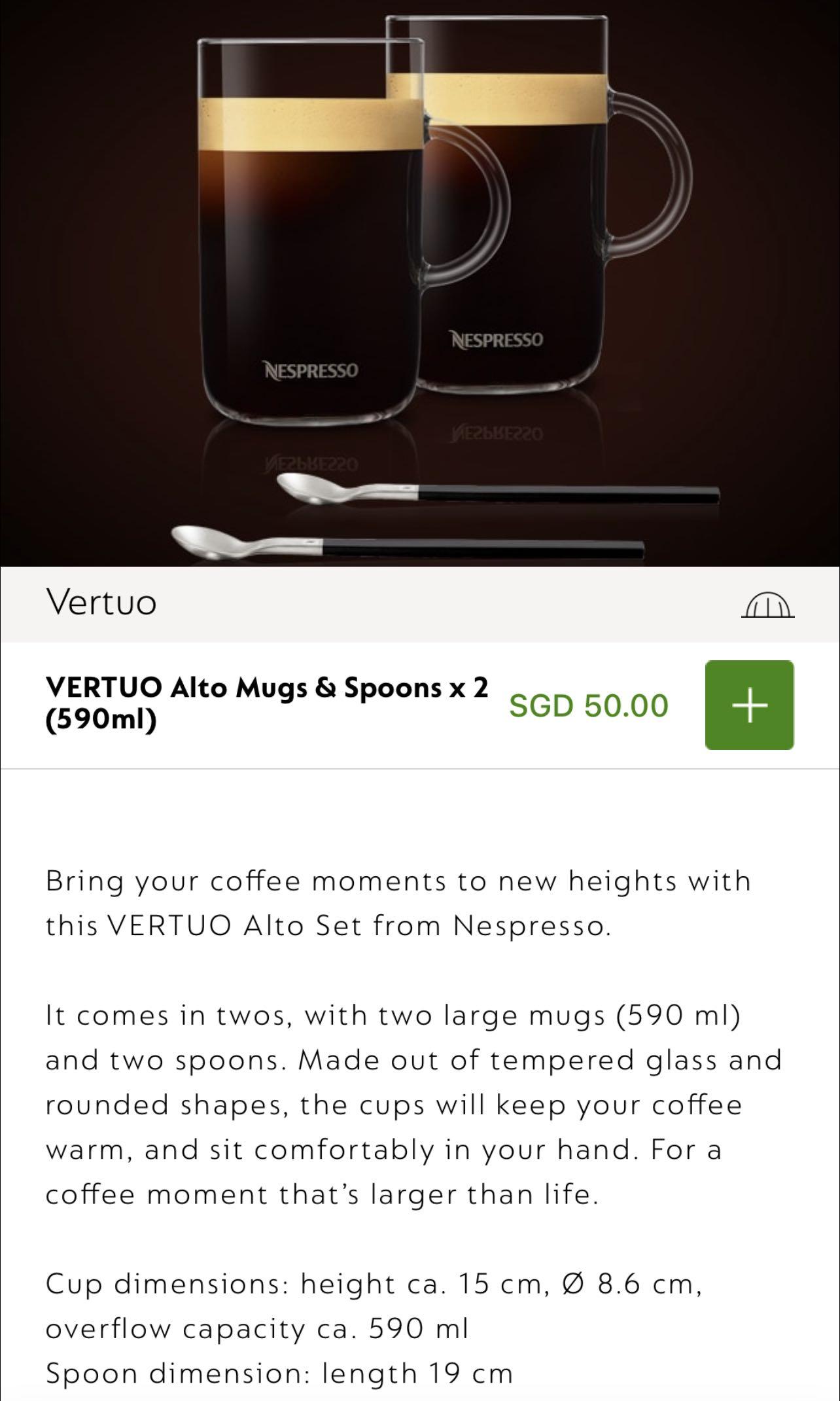 Nespresso Vertuo Alto Mugs And Spoons Furniture And Home Living