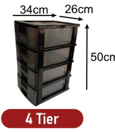 Office/home drawer 4 tier . Rak 4 tingkat warna hitam, Furniture & Home ...