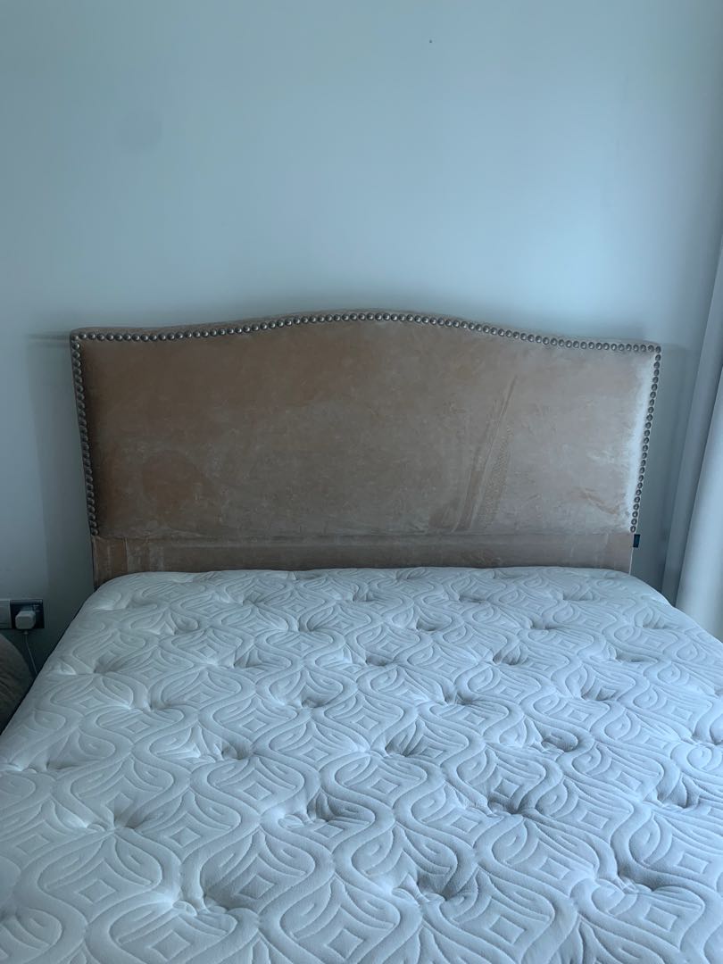 Restonic Queen size bed with bed frame, Furniture & Home Living ...