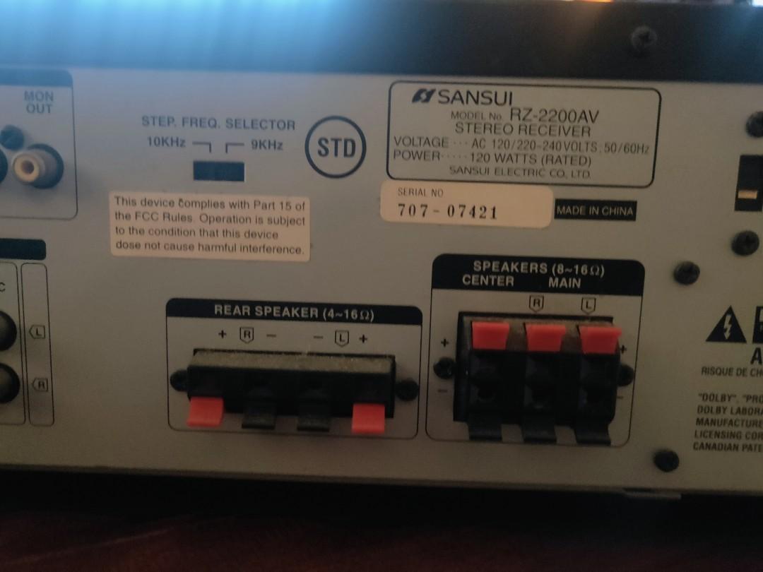 Sansui Stereo receiver and speaker systems; Rz-2200av + Carlson audio ...