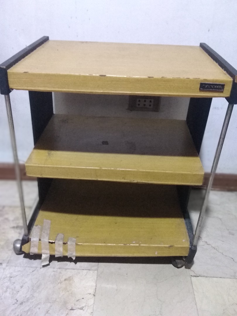 Sanwa Side Rolling Wood Table. As Is. Length 21.5" Width 16" Height 25. ...