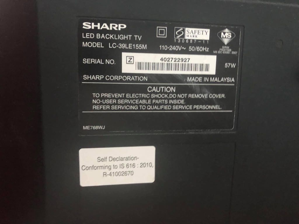 Sharp 39” LED backlight TV, TV & Home Appliances, TV & Entertainment ...