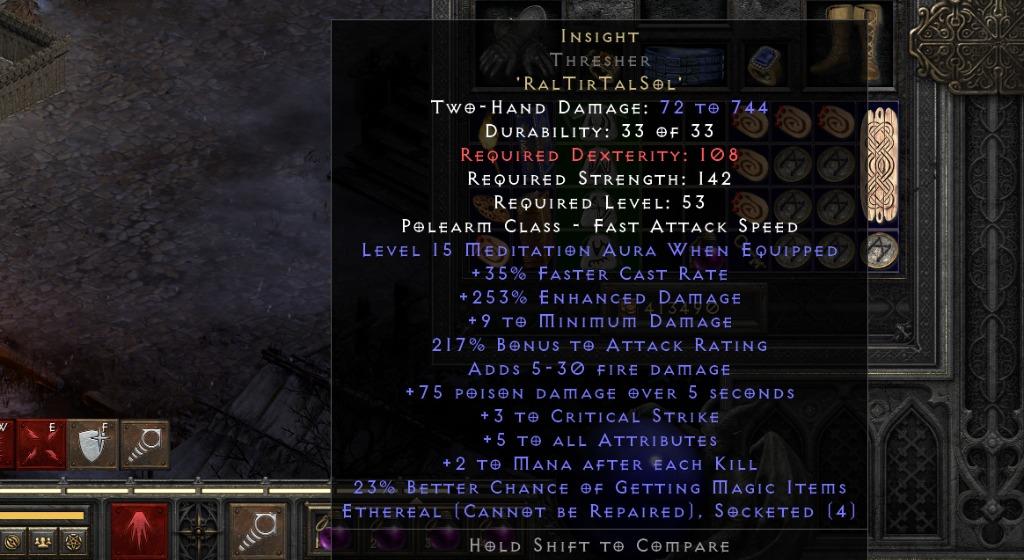 118 PC Diablo 2 Resurrected (D2R) 4 Sockets Ethereal Thresher for ...