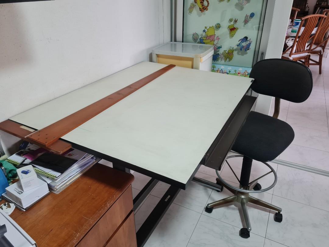 A0 Drafting table with chair, Furniture & Home Living, Furniture ...