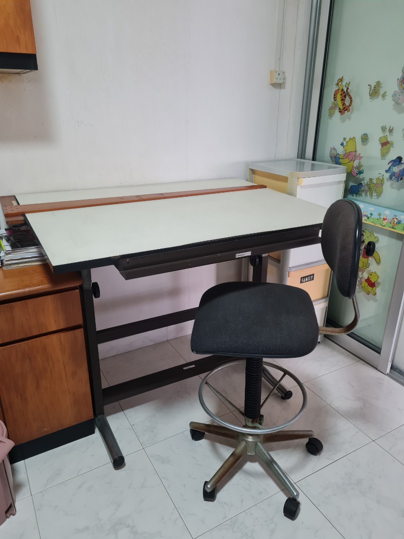 A0 Drafting table with chair, Furniture & Home Living, Furniture ...