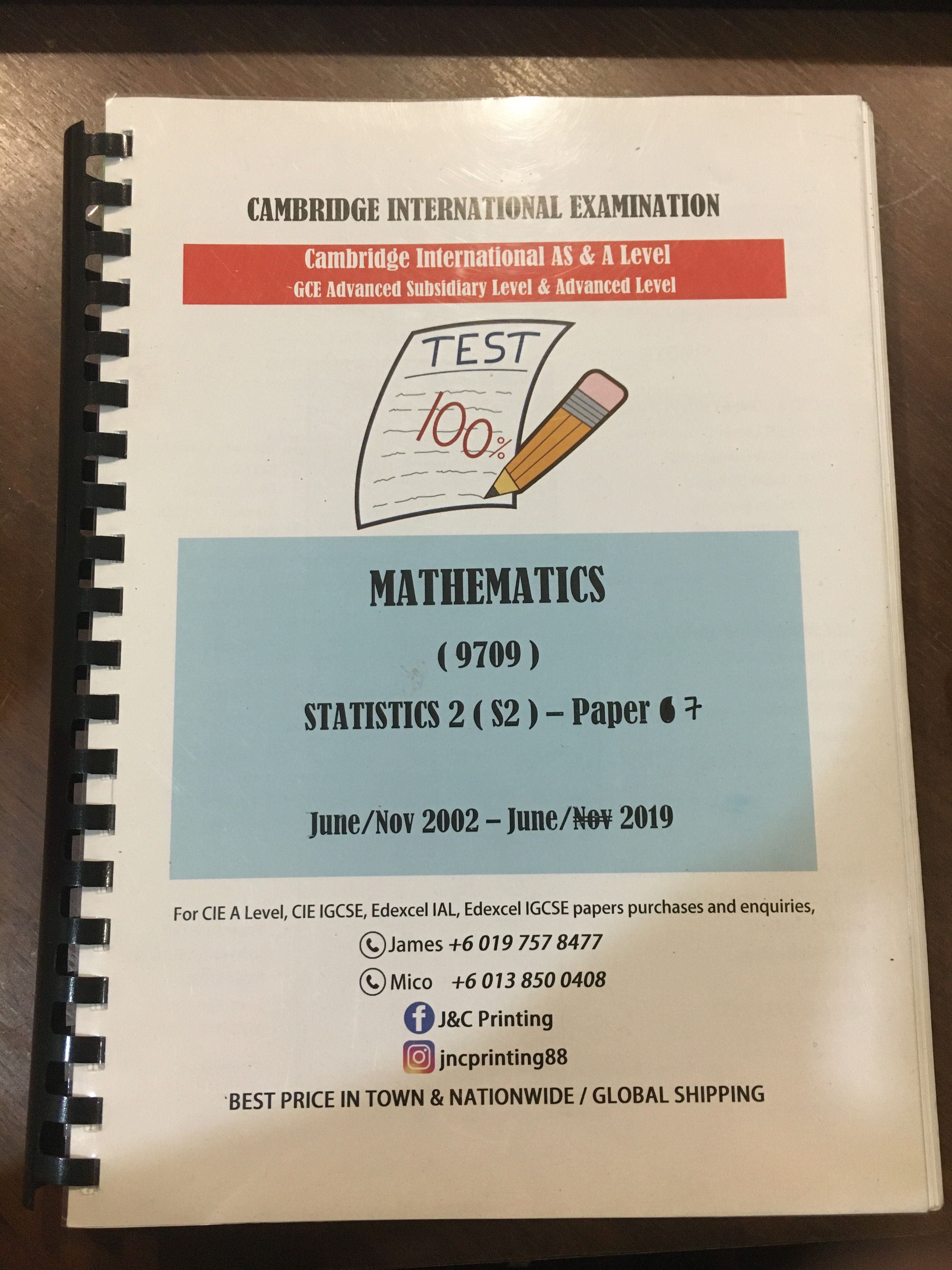 A-Level A2 Pure Maths (9709) P7 Stats 2 Past Year Paper, Hobbies & Toys ...