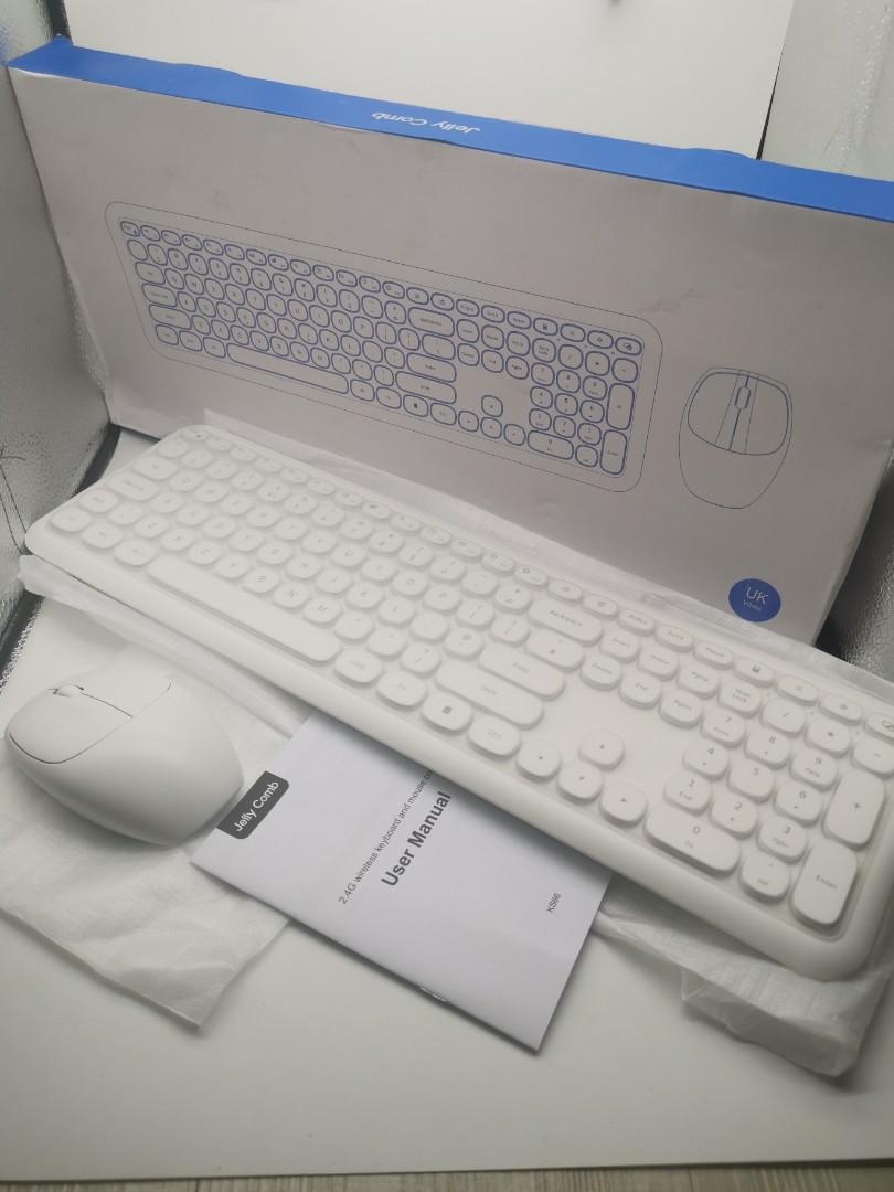 BNIB Wireless Keyboard and Mouse, Jelly Comb 2.4G Slim Full Size Keyboard Mouse Combo with ...