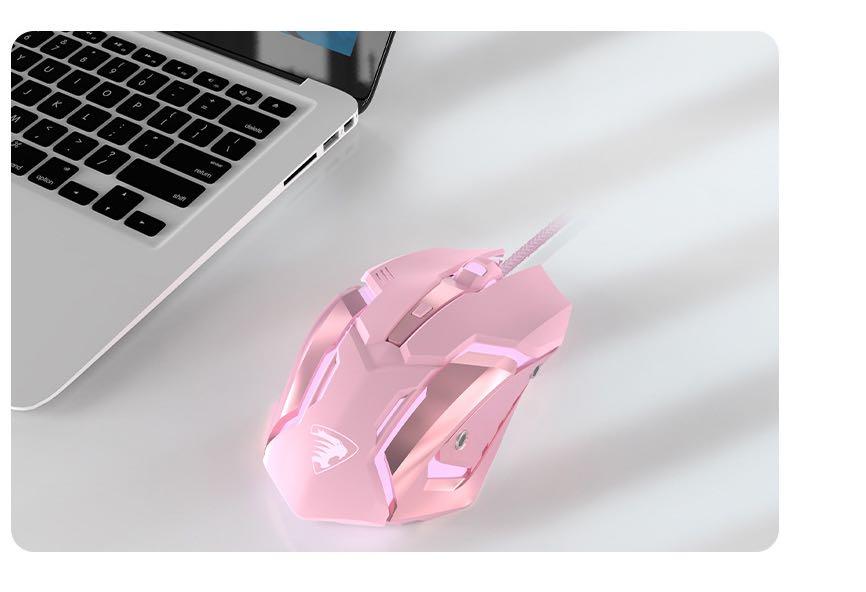 EWEADN Pink Mechanical Punk Keyboard Mouse Headset Bundle, Computers ...