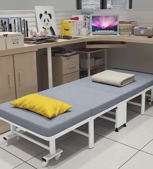 Foldable stowaway bed on wheels, Furniture & Home Living, Furniture ...