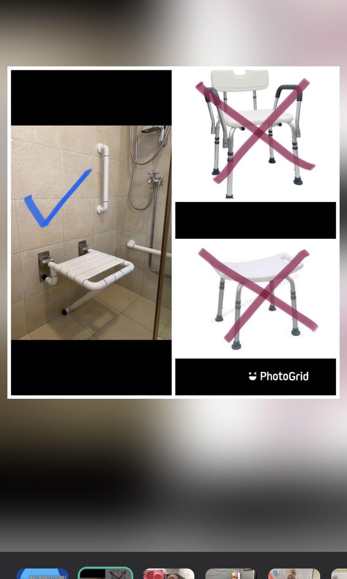 Wall Mounted Foldable Shower Chair, Shower Chair & Grab Bars ( with ...