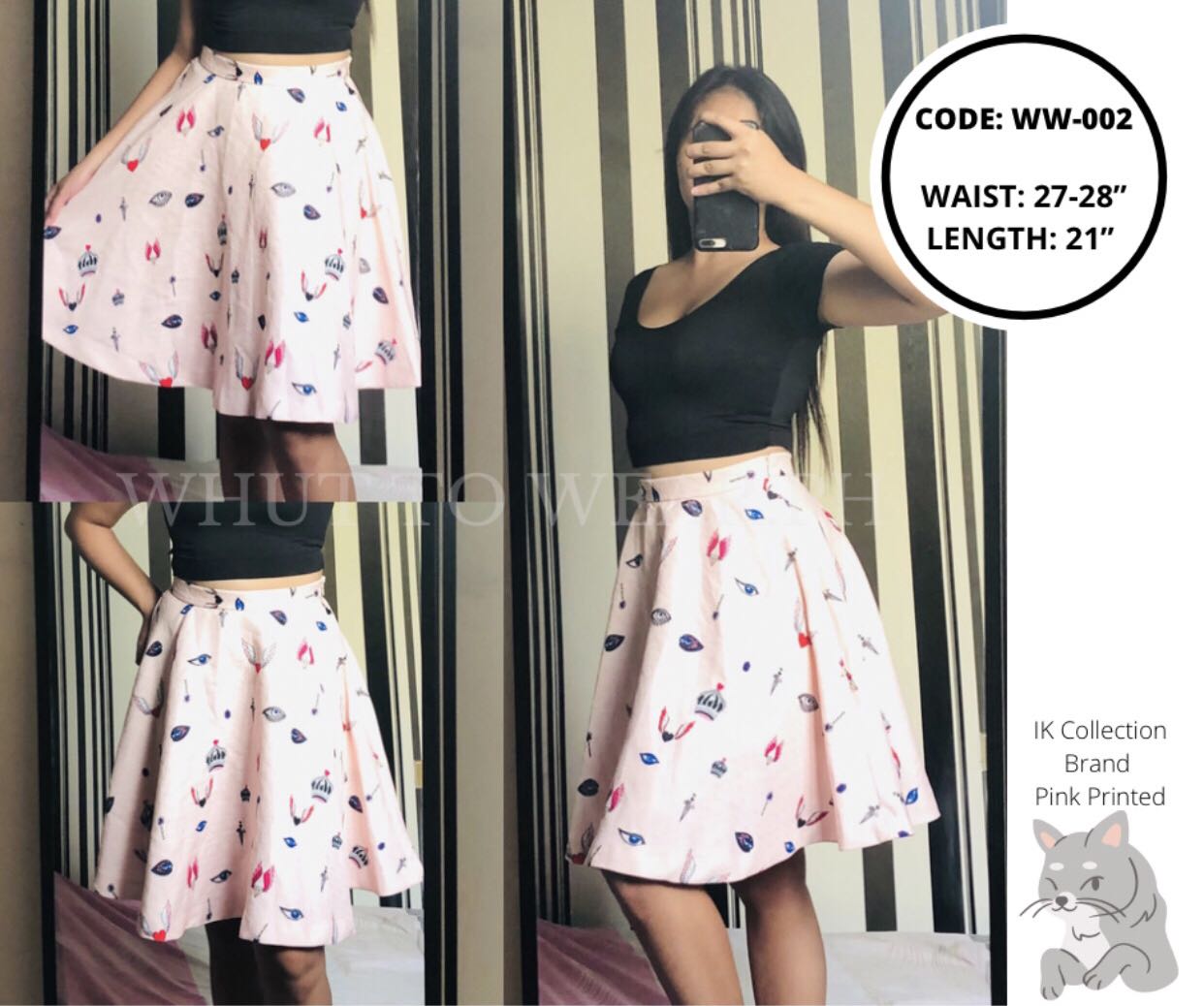 IK Collection Brand Printed Skirt (Pink), Women's Fashion, Bottoms ...