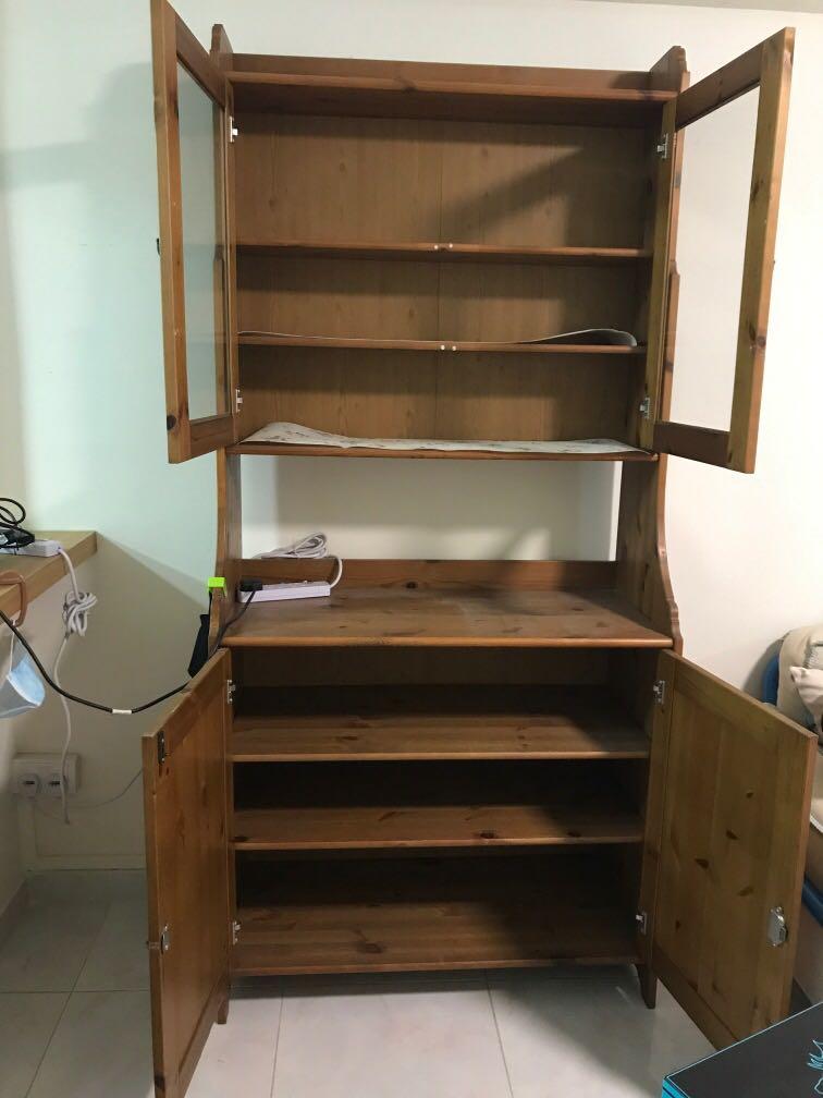 IKEA solid wood pine light oak rustic kitchen display cabinet, Furniture & Home Living ...